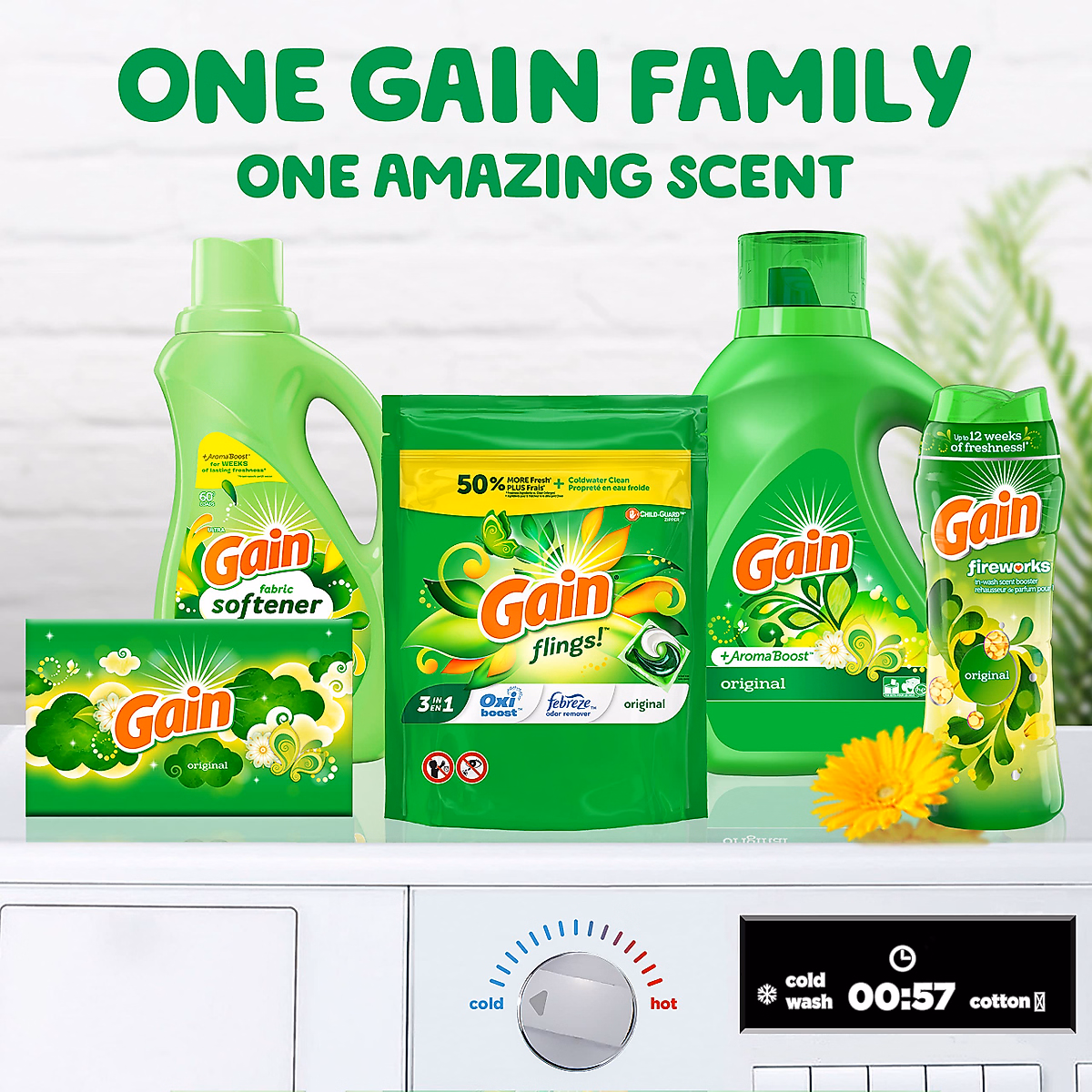 Gain flings Laundry Detergent Soap Pacs, HE Compatible, 22 Oz, Long Lasting Scent, Original Scent