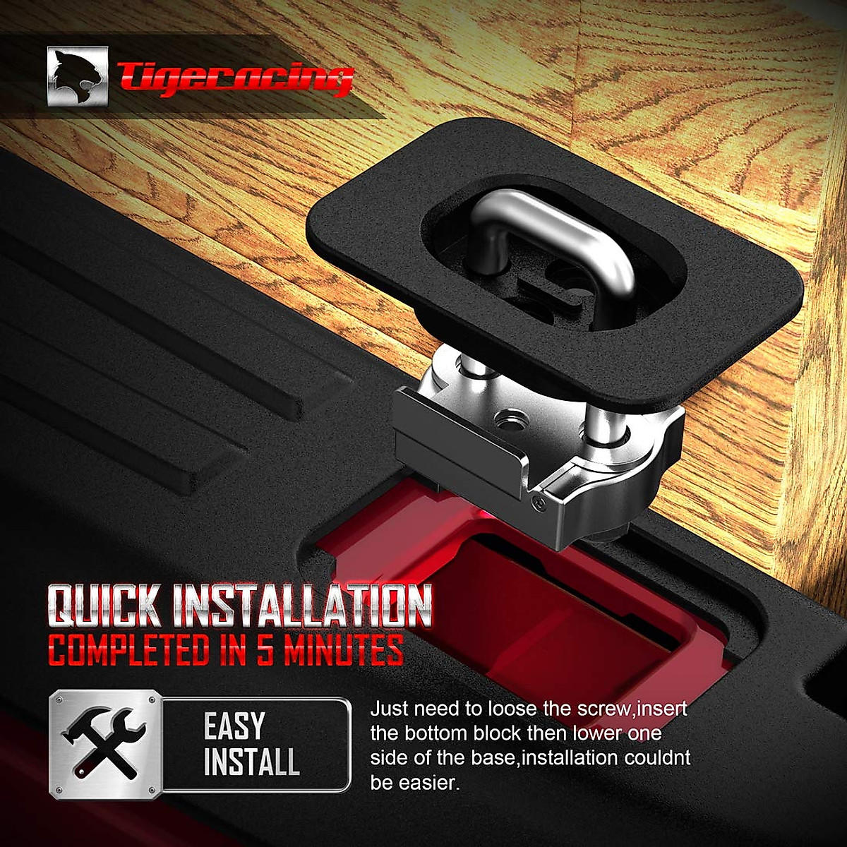 Tigeracing Tie Down Anchors Retractable Truck Bed Top Side D Ring All Metal Compatible with 1995-2018 Ram 1500 2500 3500, NOT for 2019+ Models, 3000 LBS Capacity of 4