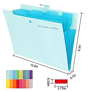 EOOUT 3pcs Expanding File Folder, A4 Letter Size Accordion Folder with 48pcs Labels in 16 Colors for School and Office Organization, 5 Pockets for School and Office Supplies