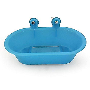 SHINYLYL Bird Bath with Mirror Toy Parrot Bathtub Bath Box Pet Parrot Budgie Parakeet Cockatiel Cage Water Shower Food Feeder Bird Cage Toy Accessory