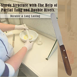 A2Z-WHS4 Stainless Steel Lab Spatula with Wooden Handle, 4" Blade, 0.62" Blade Width, 8" Total Length