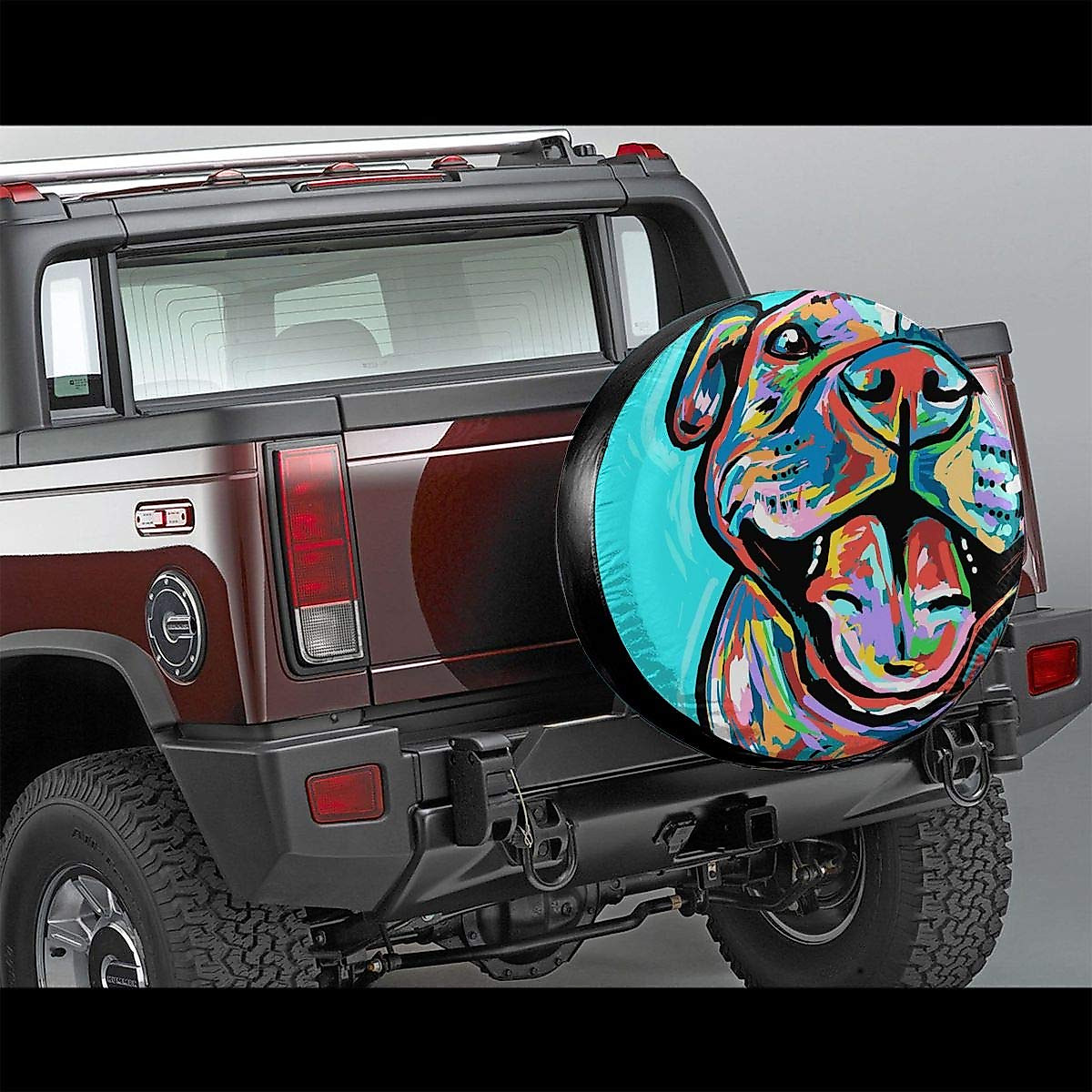 MSGUIDE Spare Tire Cover Cute Pit Bull Painting Waterproof Wheel Tire Protectors for Jeep, Camper Travel Trailer, RV, SUV, Truck and Many Vehicle - Universal Fits Tire (14" 15" 16" 17")