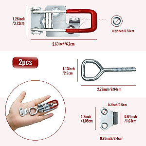 2 PCS Heavy Duty Toggle Clamp Latch 4002 Adjustable Latch Hardware, 551Lbs Holding Capacity, Quick Release Pull Latch Clamp for Box Case Trunk, Industrial EquiIpment, Smoker Door and More (4.9inch)