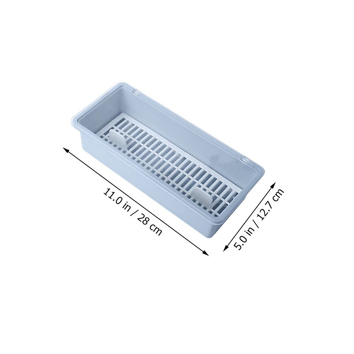 Cabilock Organizer Storage Rack Flatware Tray with Lid Kitchen Chopsticks Drain Box Fork Storage Case Container Kitchen Silverware Chopsticks Drainage Box (Blue) Cooking Utensil Sink