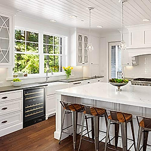 NewAir Wine Fridge | 46 Bottle Capacity Wine Cooler | 24" Black Stainless Steel Fridge | Dual Zone, Built-in, Under Counter, Freestanding Mini Fridge For Bedroom, Office, Kitchen