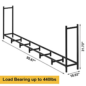 LIANTRAL Firewood Rack Outdoor 8-ft Heavy Duty Firewood Rack Stand Log Holder Fireplace Wood Storage Stacker Outside