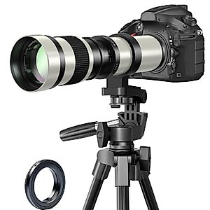 Telephoto Lens - EF Lens for Canon, 420-800mm f/8.3 Manual Zoom Lens for Canon EOS Rebel T3 T3i T4i T5 T5i T6 T6i T6s T7 T7i T8i SL1 SL2 6D 7D 7D 60D 70D 77D 80D 5D II/III/IV SLR Camera Lenses