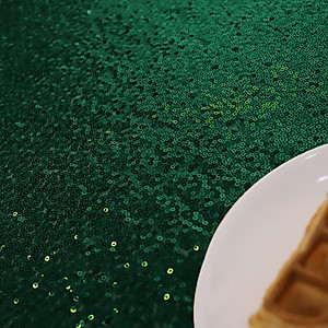 nanbowang Dark Green Sequin Tablecloth Glitter Sparkly Iridescent Shimmer for Rectangle Table Cloth 50 X 50 Table Covers Decorations for Birthday Party Supplies Event Wedding Table Skirt Decor