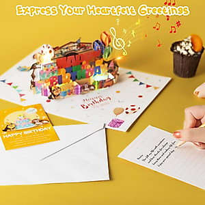 3D Musical Birthday Cards with Lights & Blowable Candle, Pet Dog Theme Funny Birthday Greeting Card, Dog Mom or Dad Bday Popup Cards for Husband Wife Friend and Every Dog Lover Play Song 'Happy Bday'