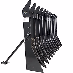 Titan Attachments Skid Steer Root Rake Attachment 66in Wide, Universal Quick Tach Hookup, Root Clearing Brush Rake, Land Clearing Site Prep Implement, Roll Debris, Silage, Brush to Burn Pile