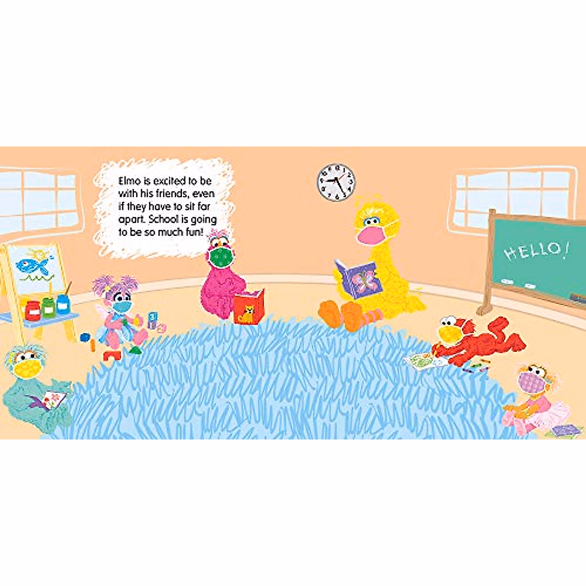 Heroes Wear Masks: Elmo's Super Adventure (a return back to school mask book for kids) (Sesame Street Scribbles)