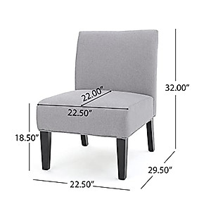 GDFStudio Contemporary Fabric Slipper Accent Chair, Light Gray and Matte Black