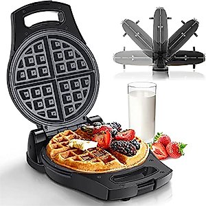 Belgian Waffle Maker, 8 Inch Flip Waffle Irons with Non-Stick Surfaces, 900W Waffle Makers with Temperature Control, 4 Slice, Black, ETL Certificated, Aigostar