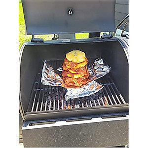 Upgraded Vertical Skewer Al Pastor Skewer, BBQ Poultry Turkey Hanger Chicken Rack Shawerma Brazilian Skewer Hack Stand for Grill Meat Spit Stainless Steel (with 1 Base,3 Skewers and 2 Chicken Hangers)