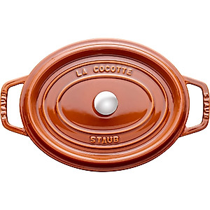 Staub Cast Iron Oval Cocotte, Dutch Oven, 5.75-quart, serves 5-6, Made in France, Burnt Orange