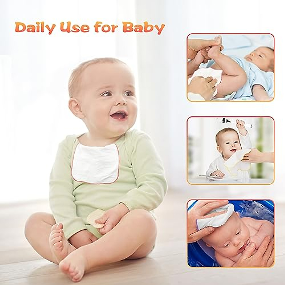 FAMOPLY 30 Pack Flannel Cloth Baby Wipes Reusabe Soft Baby Cloth Wipes with Wall Mounted Wipes Dispenser 8x8 inch Body Face Hand Washcloth Essential for Cloth Diapers