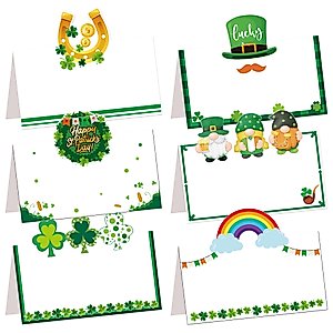 36pcs St. Patrick's Day Food Tent Labels Shamrock Place Cards for Irish Day Placecard Holders Seating Name Tents, Banquet tables, Buffet food label, St. Patricks Day Party