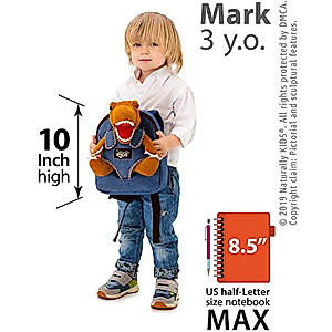 Naturally KIDS Dinosaur Backpack, Dinosaur Toys for Kids 3-5, Toddler Backpack Boys 2-4, Dinosaur Toys for Kids 2-4, 3 Year Old Boy Birthday Gift, Dinosaurs for Boys Girls, Dinosaur Stuffed Animal