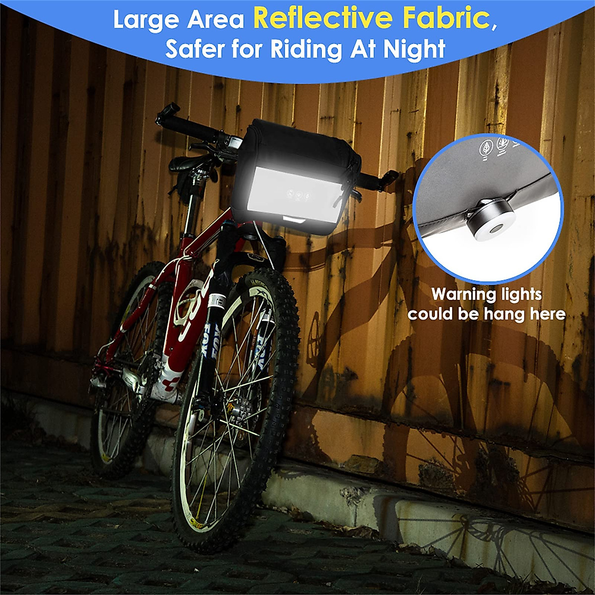 WOTOW Bike Front Handlebar Bag - Large Reflective Bicycle Handlebar Basket Bags Waterproof Storage Pannier for Bike Touchable Transparent Phone Holder Pouch for Men Women Road MTB Outdoor Cycling 3.5L