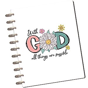 Faith With God All Things Are Possible Christian Bible Womens Weekly Planner Organizer Calendar Journal, 8.5 x 11 Disc Bound Ring Binder, 60 pages, Laminated Covers, Stickers