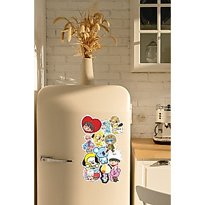 YEESACG - BTS Kpop Stickers | 61 Pack | Cute Bangtan Album Bomb | Cartoon Waterproof Vinyl for Water Bottle,Laptop,Skateboard,Luggage,Phone,Moto Korea Group for Teens Girls Fans (BTS-61)