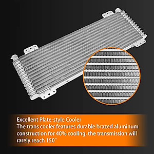 Low Pressure Drop Transmission Oil Cooler Kit Max 40K GVW Replaces# LPD47391, 47391 - Silver