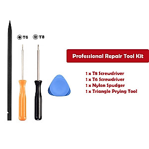 EMiEN Black LT RT Triggers Buttons LB RB Bumpers Replacement Compatible With Xbox Series X Series S Controller, T6 T8 Screwdriver Spudger Prying Repair Tool Kits