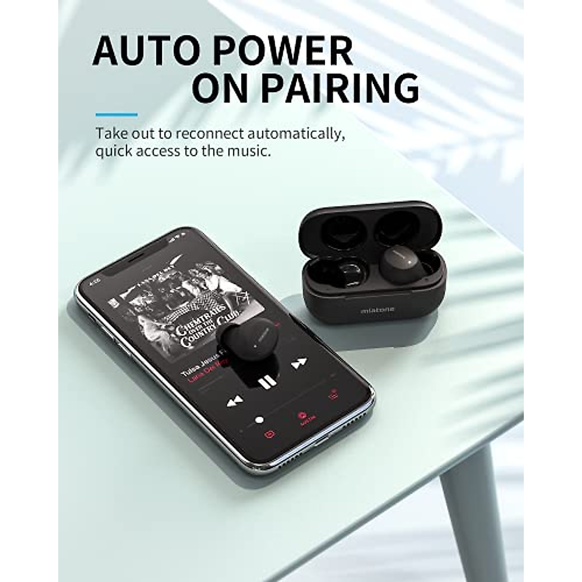 MIATONE Austin - Bluetooth 5.1 Wireless Earbuds with Rubber Oil Type-C Charging Case 94dB Hearing Protection Earphones with Mics CVC8.0 Clear Call 40H Headphones for Kids Men Women Gift - Matte Black