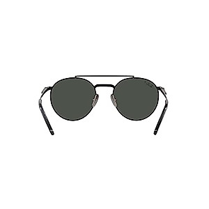 Ray-Ban RB8237 Round II Titanium Sunglasses, Black/Polarized Dark Grey, 53 mm