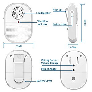 Wireless Caregiver Pager System Call Button Personal Alert Pager Nurse Alert System for Elderly/Senior at Home with 800+Feet Operating Range 1 Portable Receiver 2 Emergency Transmitter