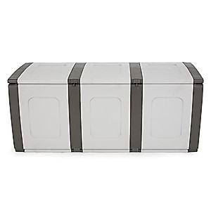 Homeplast Bold Indoor Outdoor Plastic Storage Trunk Resin Deck Box for Storing Pillows, Patio Cushions, and Firewood, 79 Gallon Capacity, Gray/Anthracite