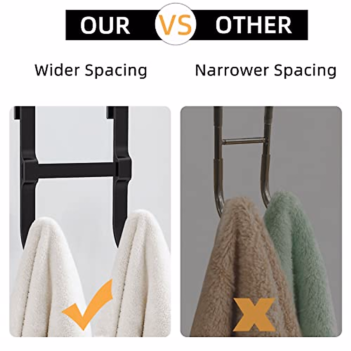 FWYH Glass Shower Door Hooks (2 Pack), Towel Hooks for Bathroom Frameless Glass Shower Door, Over Door Hooks Bathroom Drilling-Free Hanger for Hanging Towel, Robe, Loofah, Squeegee, Matte Black