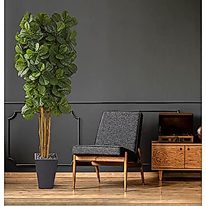 Nearly Natural Fiddle Leaf Artificial Slate Planter Silk Trees Green