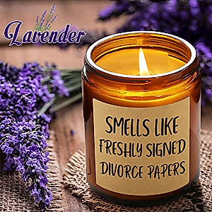 Lavender Scented Candle - Divorce Gifts for Women, Freshly Signed Divorce Papers Candle, Break Up Gift for Her, Best Friend, Sister, Sister in Law, Bestie, BFF, Coworker (Brown)