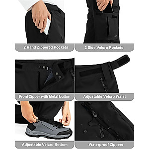 33,000ft Men's Rain Pants Waterproof Lightweight Breathable Golf Over Pants for Hiking Travel Cycling Outdoor Black