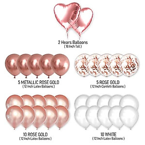 27th Birthday Party Decorations for Her Rose Gold Supplies Big Set with Birthday Banner and 27 BDay Digit Balloons for Women Including Latex and Confetti Balloons