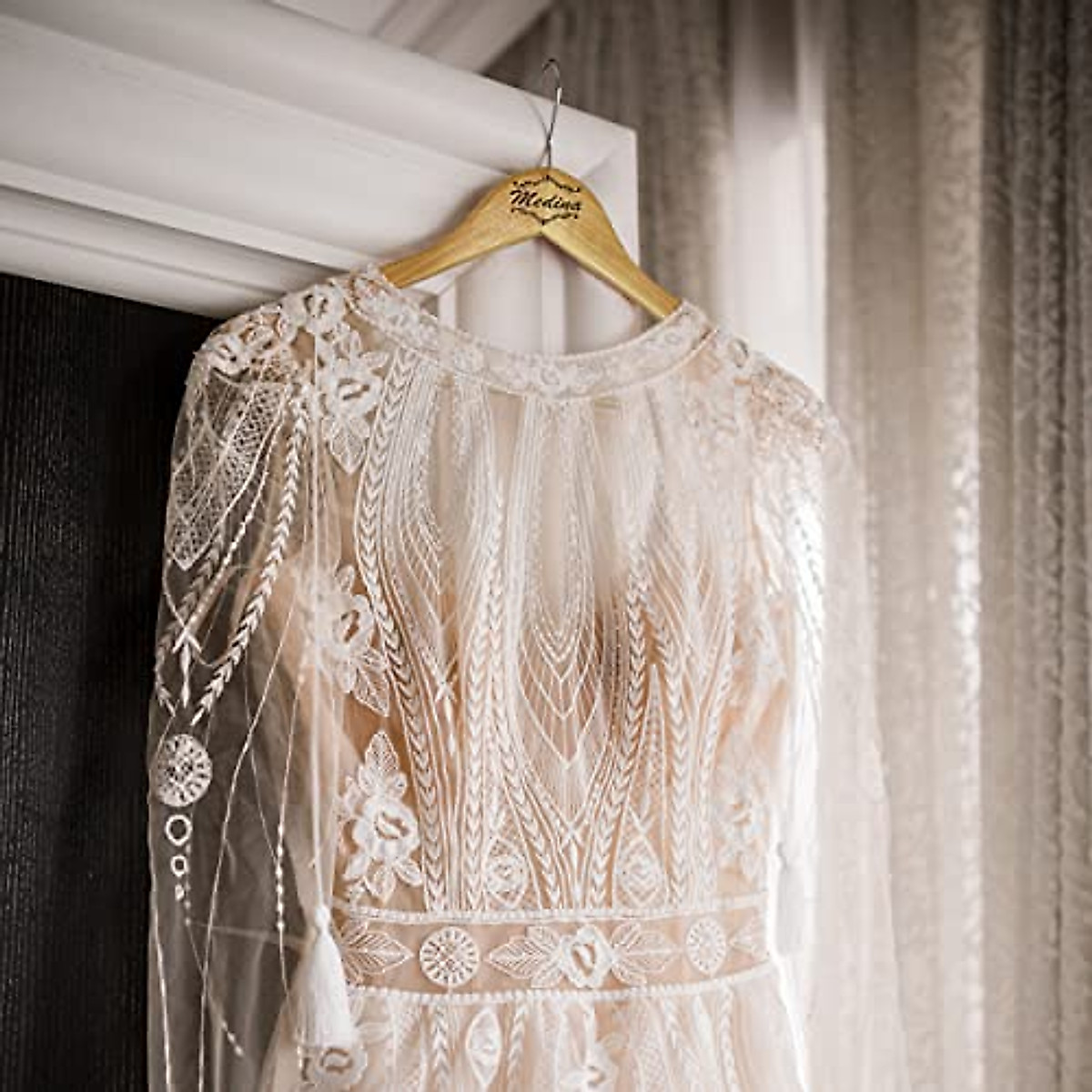 Custom Engraved Wood Hanger - Personalized for Bride Bridesmaid Wedding Bridal Party