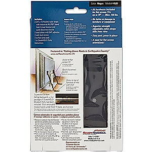 QuakeHOLD! Universal Flat Screen TV Safety Straps, Nylon Anti-Tip Adhesive Straps, Earthquake Protection, For TVs and Furniture, Child Proofing for Home Safety, Easy Installation, Black, 1 Pack