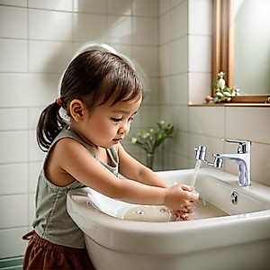 360° Swivel Kitchen Faucet Extender in Brass - 2 Spray Modes, Splash-Free Design for Bathroom & Kitchen Sink Faucets - Gold & Black Finish (Silvery)