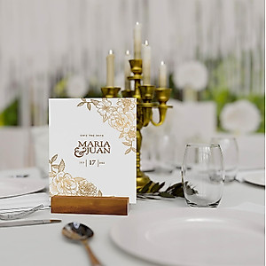 TIDITA Acacia Wood Place Card Holder 4.7x1.6x1 (20 pcs) - Wooden Acrylic Sign Holders - Table Picture Display Stands, Perfect for Table Number, Shop Cafe Home Decoration Wedding Party Events (Pack 20)