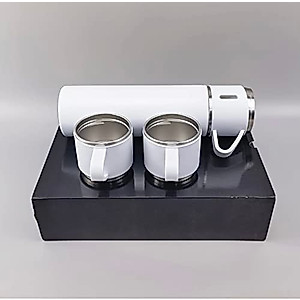 Stainless Steel 500 ML Vacuum Flask/Bottle/Thermos for Hot and Cold Drinks with Three Cups (white)