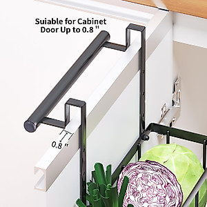 Qflushor Cabinet Door Organizer with Towel Bar, 2 Pack Over The Cabinet Door Organizer, Cutting Board Organizer with Towel Holder Kitchen Cabinet Organizer for Pantry, Baking Sheet, Wrap, Black