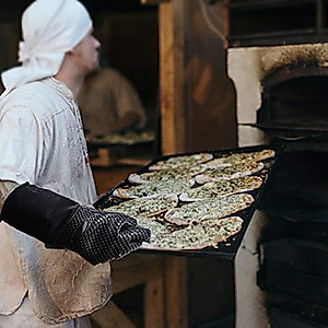 Extra Long Professional Silicone Oven Mitts with Quilted Liner, Durable Heat Resistant Oven Gloves, Heat Resistant Oven Gloves,1 Pair