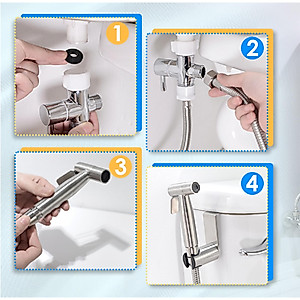 Handheld Sprayer Kit with Adjustable Jet Spray for Toilet Handheld Bidet Cloth Diaper Sprayer Set Muslim Shower Toilet Sprayer - Easy to Install…