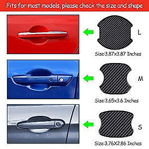 WORCAS 4Pcs Universal 3D Carbon Fiber Car Door Handle Paint Scratch Protector Sticker Auto Door Handle Cups Protective Pad (M)