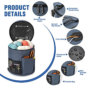 EOLIMEX Expandable Crochet Bag-Knitting Bag Yarn Storage Organizer - Yarn Bag and Crochet Tote, Yarn Holder for Crocheting, Crochet Accessories, Suppliers, Needles with Zipper Closure-Ideal Gift