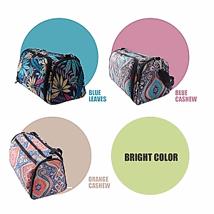 Looen Crochet Bag, Yarn Storage Tangle Free with Yarn Hole, Knitting Bag for Crochets Knitting Needles and Yarns(Blue Cashew)