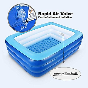 Inflatable Pools, Kiddie Pools, Inflatable Family Swim Play Center Pool with Soft Floor, 82" & 59" Durable Swimming Pool, Summer Water Fun for Garden or Backyard or Indoor (82Blue&59Green)