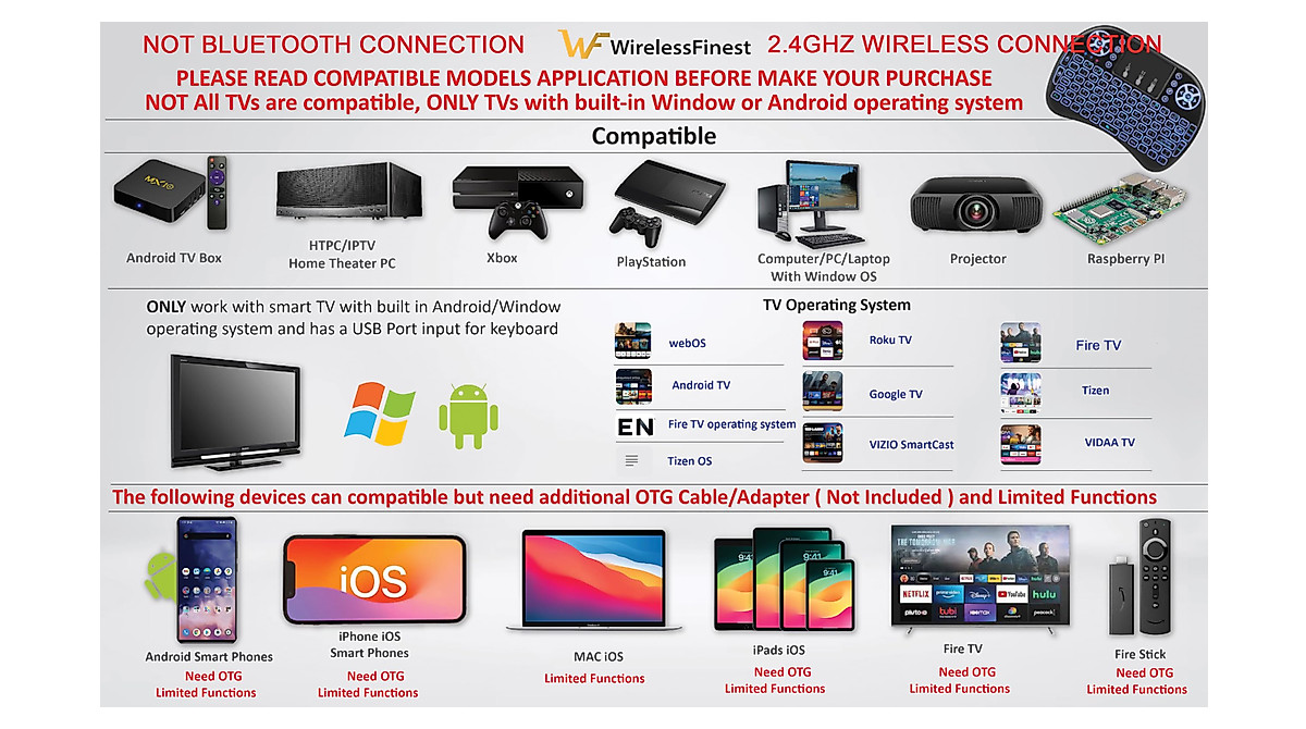 Wireless Mini Keyboard Controller With Touchpad And Rgb Backlit