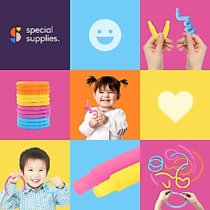 Special Supplies Fun Pull and Stretch Tubes for Kids - Pop, Bend, Build, and Connect Toy, Provide Tactile and Auditory Sensory Play, Colorful, Heavy-Duty Plastic (Primary-12)